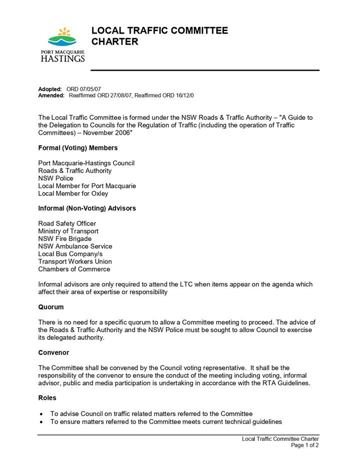 Agenda of Local Traffic Committee - Monday, 14 November 2022