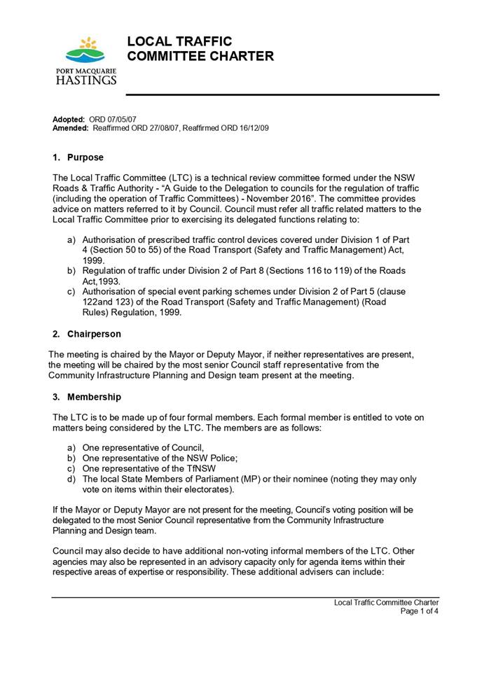 Agenda of Local Traffic Committee - Monday, 14 November 2022